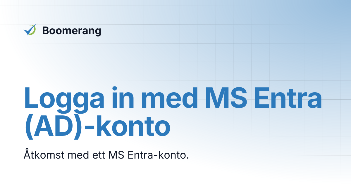 Logga in med MS Entra (AD)-konto | Boomerang